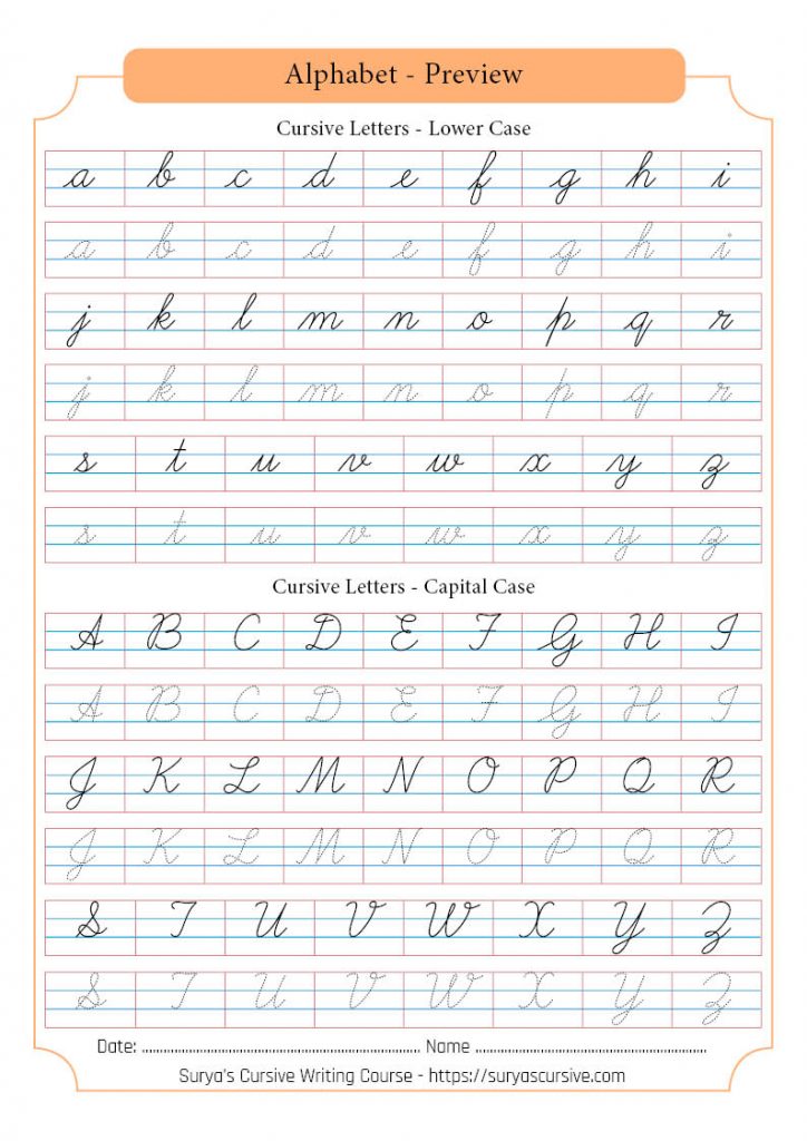 Alphabet In Cursive Writing SuryasCursive