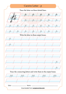 Connecting Cursive Letters Worksheets (PDF) - SuryasCursive.com