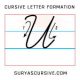 Capital Letter U in Cursive - SuryasCursive.com