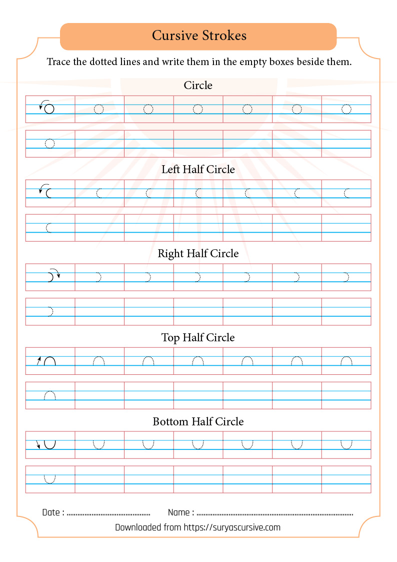 Cursive Strokes Worksheet SuryasCursive