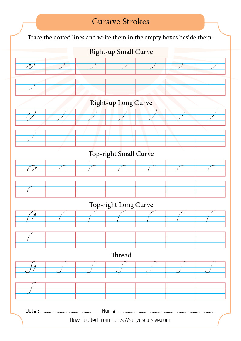 Free 15-day Cursive Writing Course → Cursive Strokes - SuryasCursive.com