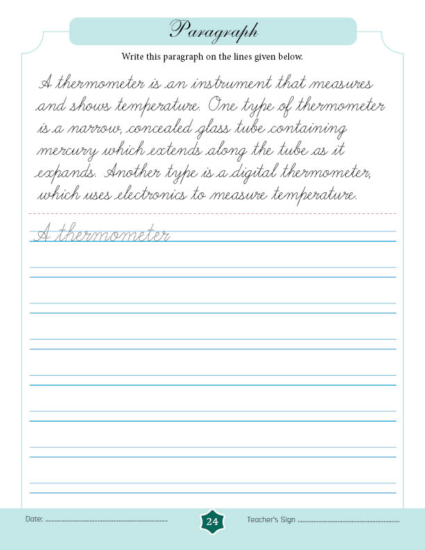 Free 15-day Cursive Writing Course → Writing Paragraphs on 2-lined ...