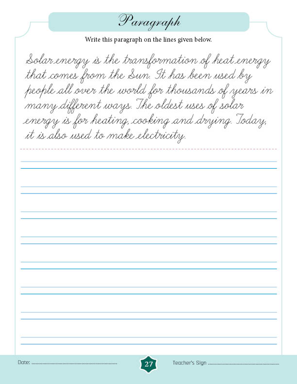 Free 15-day Cursive Writing Course → Writing Paragraphs on 2-lined ...