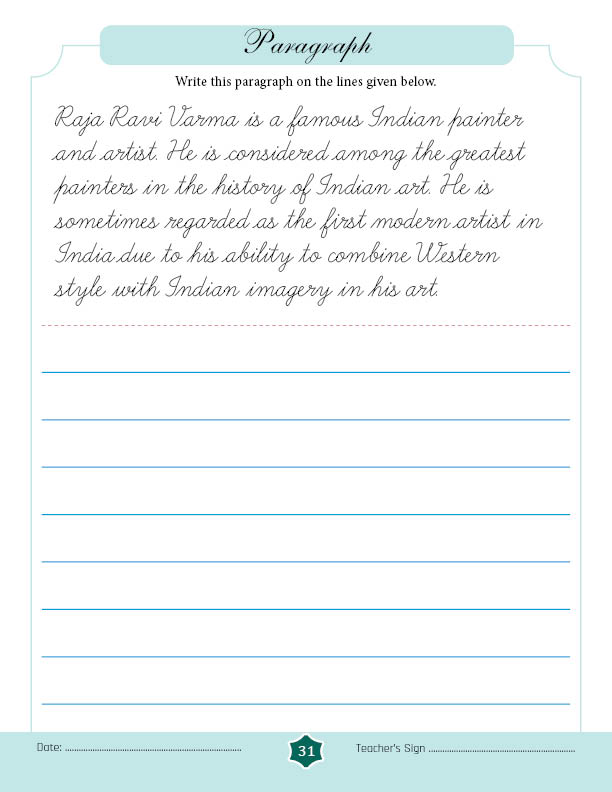 Free 15-day Cursive Writing Course → Writing paragraphs on single line ...