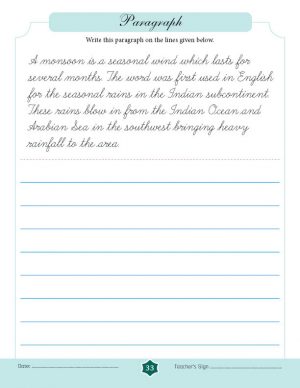 Free 15-day Cursive Writing Course → Writing paragraphs on single line ...
