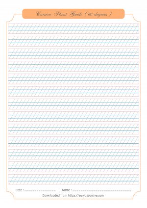 Printable Slant Guide for Cursive Writing - SuryasCursive.com