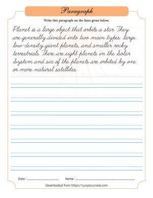 Free Cursive Writing Paragraph Worksheets (PDF) - SuryasCursive.com