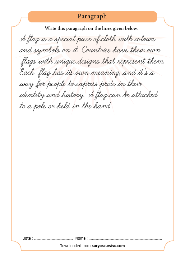 Flag Passage in Cursive Writing (White Paper Worksheet PDF ... Flag Passage in Cursive Writing (White Paper Worksheet PDF ...
