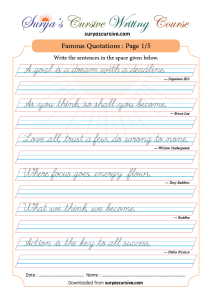 Famous Quotations - Cursive Writing Worksheets (PDF) - SuryasCursive.com
