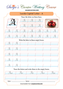 Free a-z Lucida Handwriting Capital Letters Worksheets - SuryasCursive.com