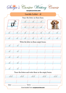 Free a-z Lucida Handwriting Small Letters Worksheets - SuryasCursive.com