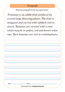 Banana Passage in Lucida Writing (4-Lined Worksheet PDF ...