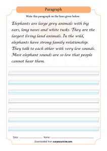 Elephants Passage in Lucida Writing (4-Lined Worksheet PDF ...
